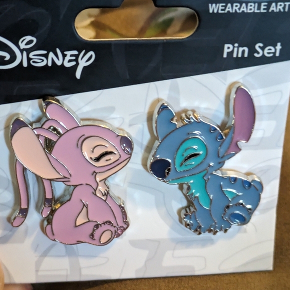 Disney | Jewelry | Disneys Stitch And Angel Two Piece Enamel Pin Set ...